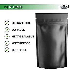 100 Pack 6.5x4&quot; Black Mylar Bags for Food Storage &amp; Dried Herbs - Mylar Bag for Edible Packaging - Multi-Usage Smell Proof Mylar Bags - Resealable Smell Proof Bags - Heat Sealable Bags