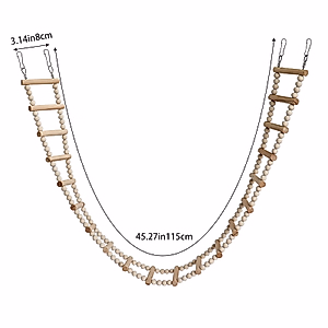 Bird Wooden Ladder Bridge, Pet Hamster Climbing Ladder Swing Toys, Pet Bird Cage Accessories, Wood Climbing Ladders for Bird Parrot Hamster Squirrel Sugar Gliders (20 Ladders)(45.3x3.14 Inches)