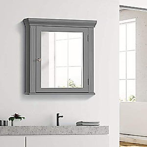 Teamson Home Stratford Wooden Storage, 1 Door, Gray Medicine Cabinet