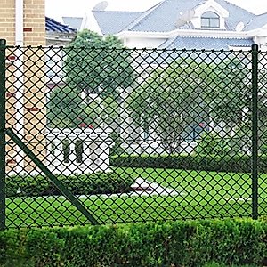 Chain Link Fence with Posts Steel,Safety Fence Garden, Fence Garden Netting Chain Link Fence with Posts Steel Outdoor Residential Fencing for Yard Garden Farm, Transport 59.1" x 590.6" Green