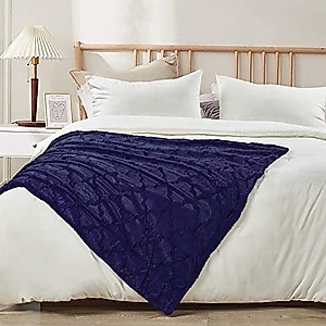 Home Soft Things Brushed Faux Fur Ashley Throw with Sherpa Backing, 60'' x 80'', Navy Blue Soft Fluffy Lightweight Luxury Throw for All Seasons Home Décor