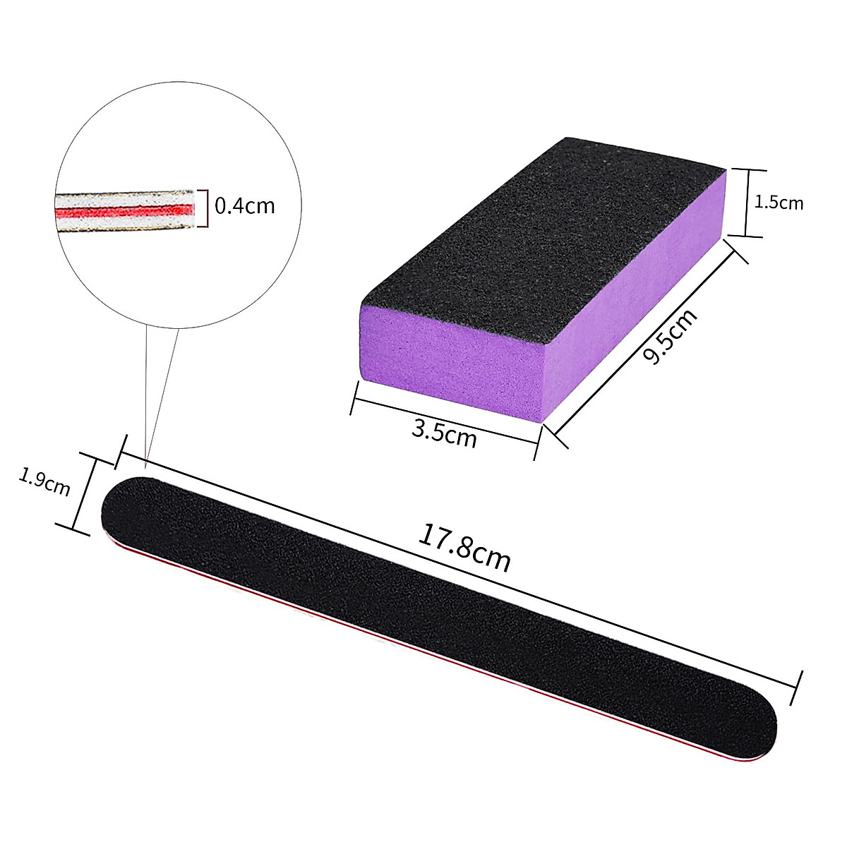 LNAUJS 8 Pack Nail File and Buffer Block, Portable Manicure Tools Kits, 100/180 Grit, Black Nail Pedicure File and Sanding Buffing Grinding Plisher File