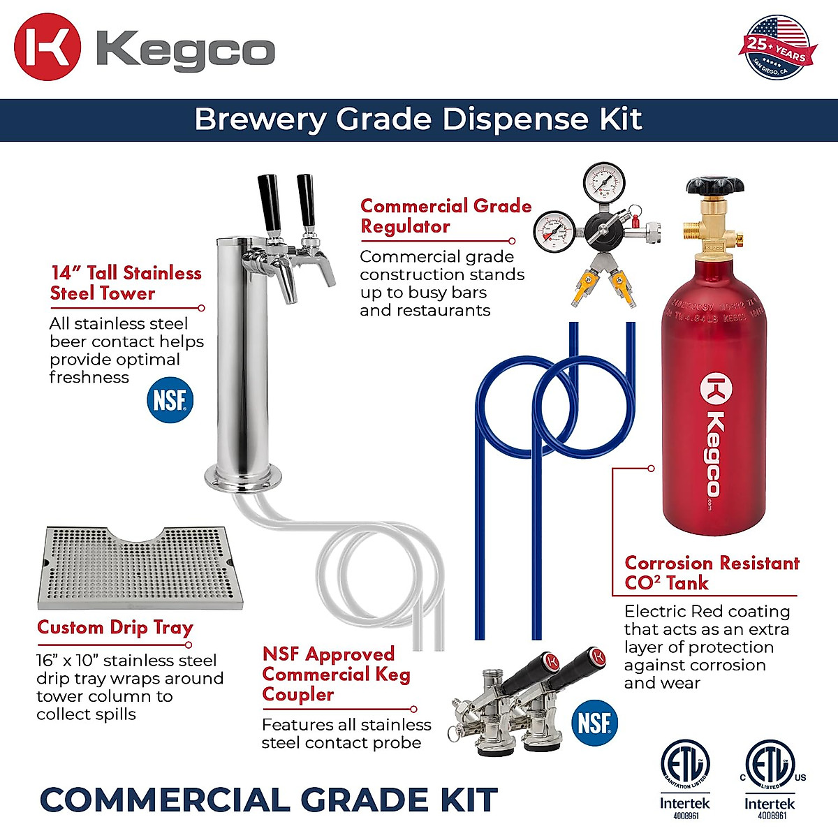 Kegco Kegerator 24" Wide Dual Tap Stainless Steel Commercial Beer Dispenser HK38SSC-L-2