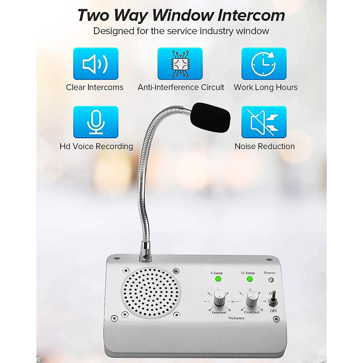 WWMFS Window Speaker System, Dual Way Window Microphone Intercom Speaker, Intercom System for Business, Office, School, Counter, Bank and Station