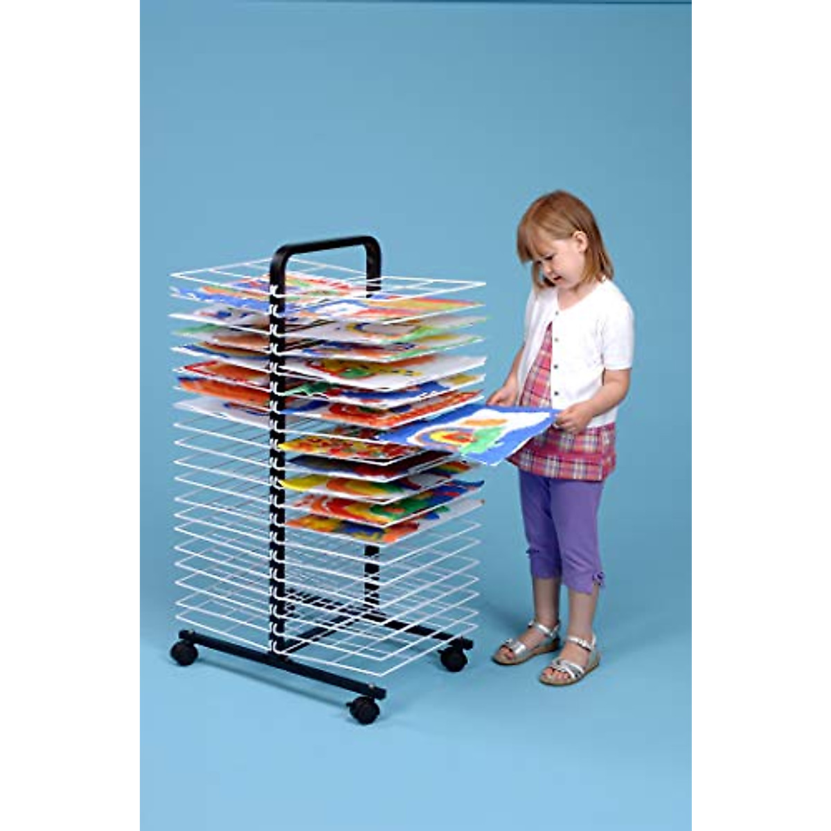 American Educational Products A-C1168 Drying Rack on Wheels, 40 Shelf, 7" Height, 18" Wide, 48" Length
