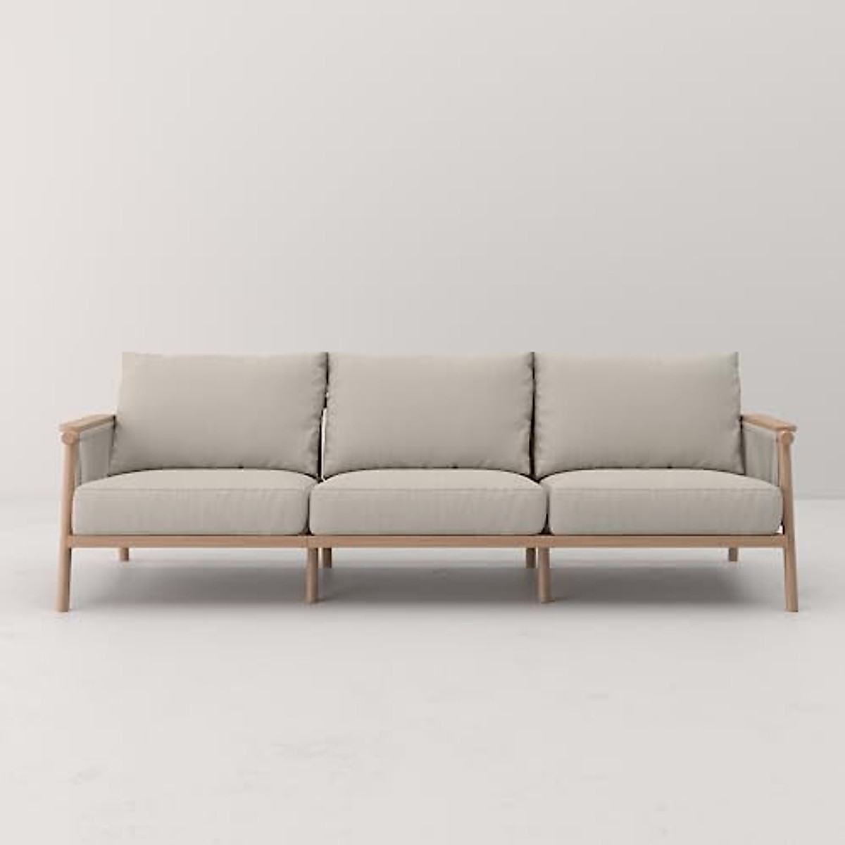 Acanva Modern Outdoor Patio Sofa, Light Khaki, Couch