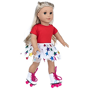 18 Inch Doll Accessories, Girl Doll Accessories, 7PC Travel Skating Sport Play Set, 18 inch Girl Doll Outdoor Sport Accessories (Not Include Doll)