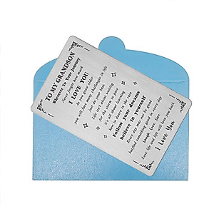 Suoegigs Grandson Wallet Card, To My Grandson Gifts from Grandma, I Love You Grandson Birthday Card, Inspirational Gifts Christmas Graduation coming of age Gifts for Grandson