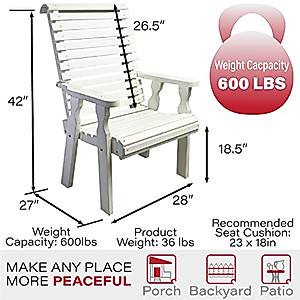 Amish Casual Heavy Duty 600 Lb Roll Back High Back Treated Patio Chair (Semi-Solid White Stain)