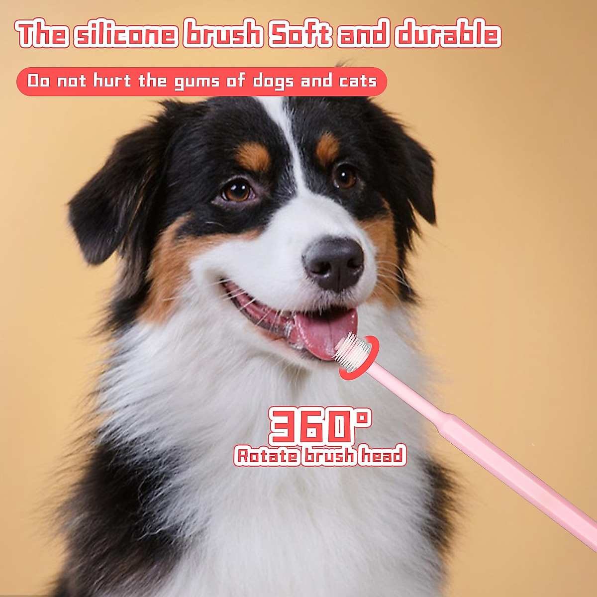 2 Pack Small Dog Toothbrush,360 Degree Silicone Cat Toothbrush Pet Dental Care Dog Oral Hygiene Deep Clean Pet Teeth Cleaning Kit Soft Bristles Friendly to Gums, Easy to Handle, Fresh Breath - Medium