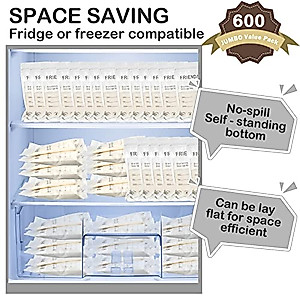 600 Count Breastmilk Storage Bags 7 oz Breast Milk Storage Bags for Breastfeeding Self Standing Breast Milk Storing Bags No Leak Double Seal Freezer Milk Storage for Refrigeration and Freezing