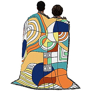 Pure Country Weavers Frank Lloyd Wright Hoffman Pinwheel Blanket - Mission Prairie School Style - Gift Tapestry Throw Woven from Cotton - Made in The USA (72x54)