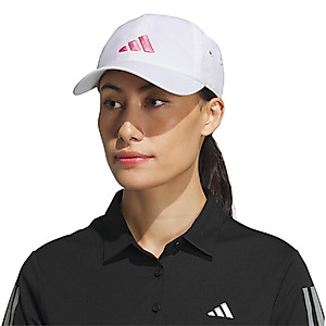 adidas Women's Influencer 3 Relaxed Strapback Adjustable Fit Hat, White/Bliss Pink, One Size