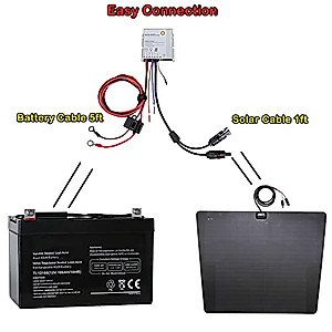 LensunSolar Waterproof 10A 12V Bluetooth MPPT Solar Charge Controller Regulator with Battery Alligator Clips and Standard Solar Connectors for Lithium-ion LiFePO4 AGM Gel Lead-Acid Vehicle Batteries