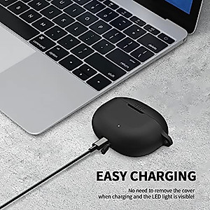 Alquar Case Cover for 2021 Beats Studio Buds Case, [5 in 1] Accessory Kit Silicone Protective Skin Sleeve for Beats Studio Buds 2021 Case with Keychain/Anti-Lost Strap/Ring/Brush (Black)