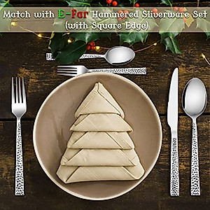 Teaspoon Set of 12, E-far 6.7 Inch Stainless Steel Hammered Spoons for Kitchen or Restaurant, Non-toxic & Mirror Polished, Squared Edge & Dishwasher Safe