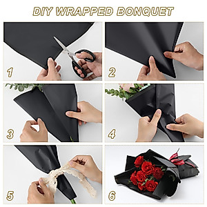 20 Sheets Flower Wrapping Paper, Translucent Bouquet Wrapping Paper Waterproof DIY Crafts Florist Supplies Packaging Paper, Wrapping Paper for Flower Bouquet Gift Packaging, Wedding Birthday Black