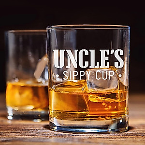 NICKANE Whiskey Glass 11oz - Old Fashioned Glasses Gifts For Men | Funny Uncle's Sippy Cup Whisky Glasses for your Uncle | Christmas, Birthday, Father's Day Fun Gifts For Uncles from Niece, Nephew