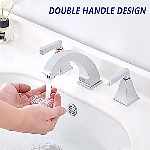 HOMELODY Widespread Bathroom Faucet 8 Inch, 2 Handle Bathroom Sink Faucet, 3 Hole Lavatory Faucet with Pop Up Drain, Chrome