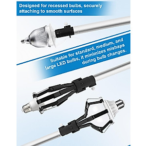 hveryppy Light Bulb Changer for high Ceilings, Light Bulb Changer with Baskets and Suction Cup, 13FT Assembled Light Bulb Extension Pole Changer,high Reach Light Bulb Changer for Household