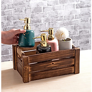 TIMRIS Set of 3 Rustic Wood Nesting Crates, Farmhouse Wooden Storage Container Boxes with Cutout Handles, Decorative Wooden Baskets for Display (Rustic Brown)