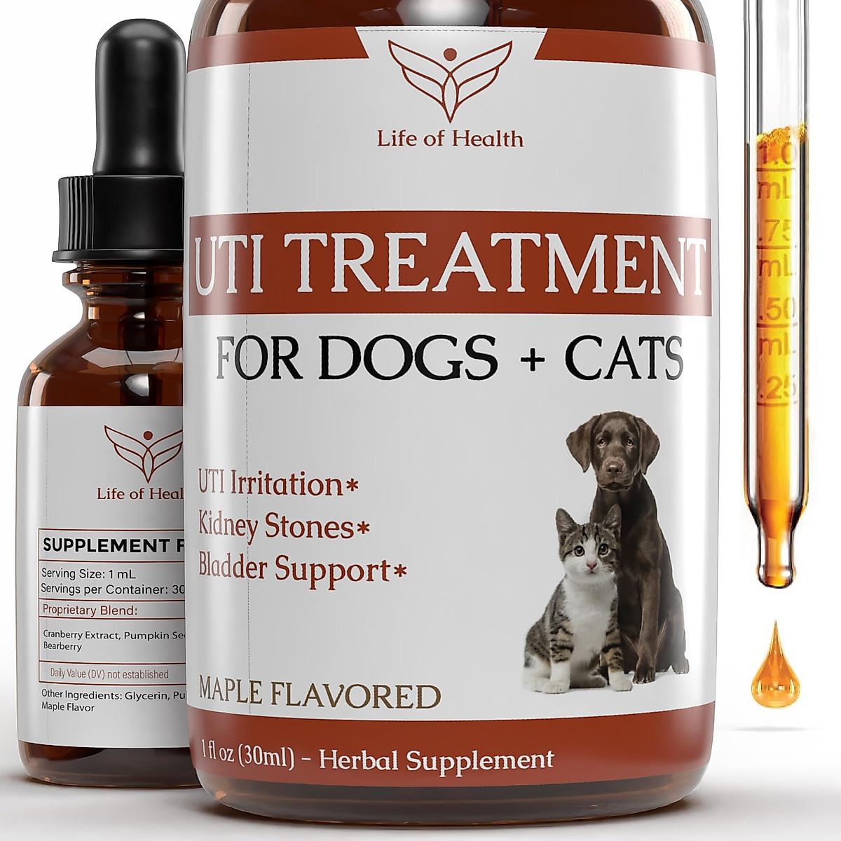 Cat & Dog Urinary Tract Infection Treatment - Helps with Bladder, Kidney, Incontinence, & More - Cat UTI - Dog UTI Treatment - Feline UTI Treatment - Cat UTI Remedy - Dog UTI - 1 fl oz