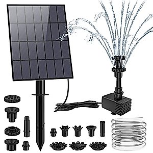 AISITIN 3.5W Solar Fountain Pump, DIY Outdoor Solar Water Pump with Multiple Nozzles, 4.9ft Water Pipe and Stake, Solar Powered Pump for Bird Bath, Ponds, Garden and Other Outdoor Places