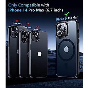 Temdan Magnetic Case for iPhone 14 Pro Max Case, [Compatible with MagSafe] [2Pcs Tempered Glass Camera Protector & Screen Protector] Slim Translucent Matte Shockproof Case for iPhone 14 ProMax Case