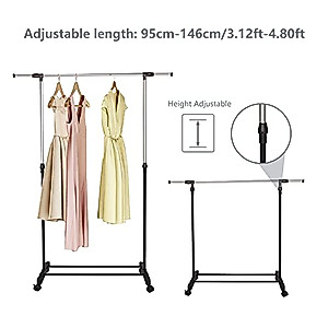 Yirepny Clothes Drying Rack, Movable Drying Rack Clothing with Wheels, Laundry Garment Dryer Stand, Adjustable Drying Rack, Stainless Steel Storage Stand for Home, Dorm, Office(US Delivery)