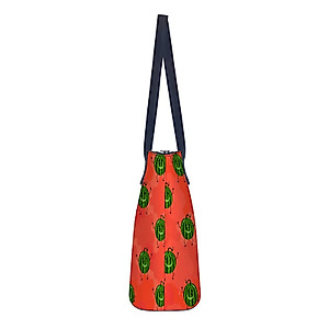 Funny Watermelon Women's Tote Bag PU Leather Shoulder Bag Handbags Purse For Work Shopping Travel