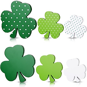 3 Pieces St Patricks Day Table Wooden Signs Shamrocks Wooden Sign Irish Themed Freestanding Table Decorations for Desk Office Home Party Decoration Tray Decor (Lovely Style)