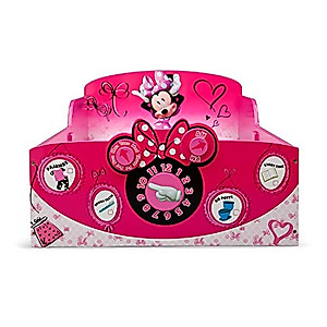 Delta Children Interactive Wood Toddler Bed, Disney Minnie Mouse + Serta Perfect Slumber Dual Sided Recycled Fiber Core Toddler Mattress (Bundle)