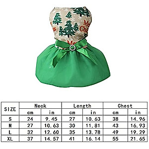 Pet Clothes for Small Dogs Girls Dress Christmas Pet Clothes Holiday Christmas Holiday Christmas Pet Dog Cat Christmas Tree Bear Skirt Sweater Autumn Winter Clothes (Green, S)