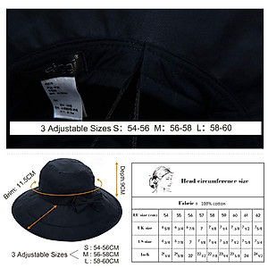 Comhats Packable Summer Cotton Sun Hat Bucket for Women UV Protection Wide Brim Beach Gardening Travel 54-64CM