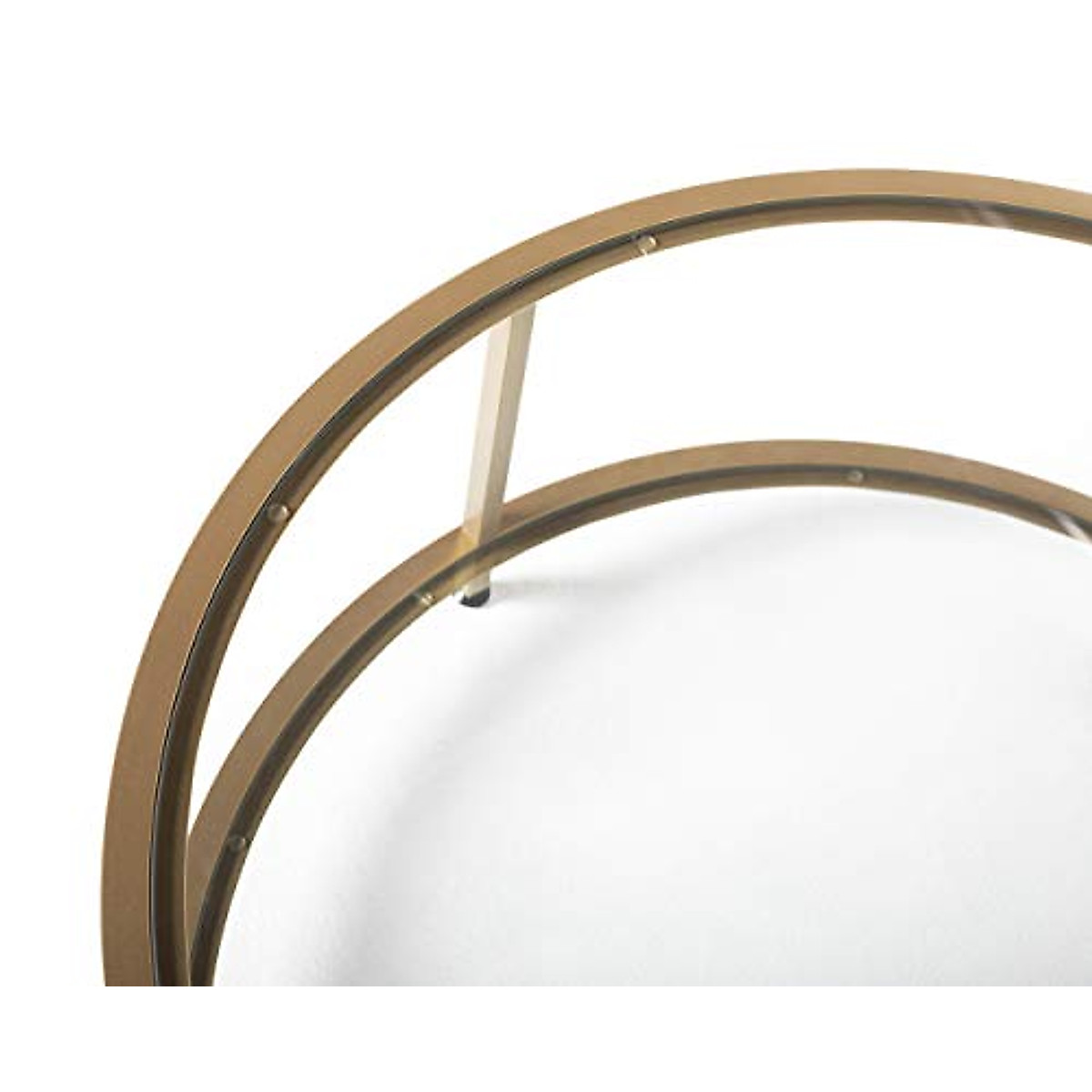 Studio Designs Home Camber 2-Tier Modern 38" Round Coffee Table in Gold/Clear Glass