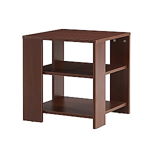 Aimerive 3-Tier End Table, Wooden Square nightstand, Modern Living Room side table, Sofa Side Table with Storage Shelves, Small Table for Bed Room, Easy Assembly (Brown)