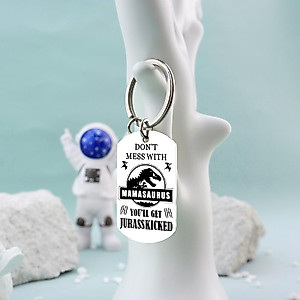 AOBIURV Mothers Day Gifts Funny Keychian Gifts For Mom From Daughter Son Wife New Mom Gifts For Women Mom Birthday Gifts For Mom Don’t Mess With Mamasaurus Keyring