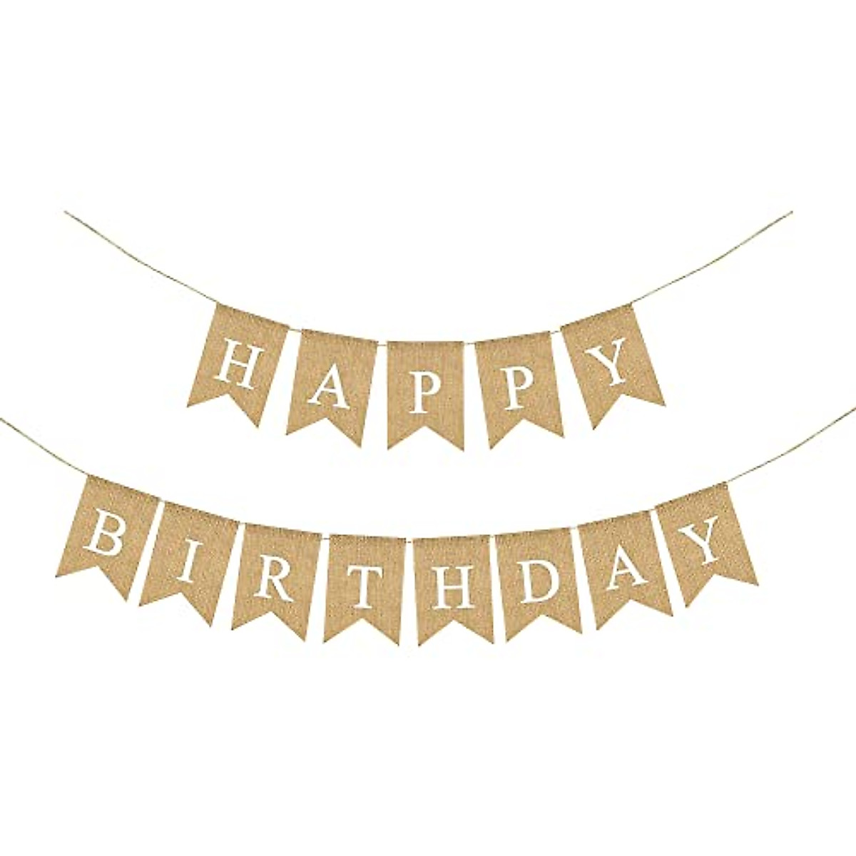 CrazyCharlie Burlap Happy Birthday Banner Swallowtail Flags for Birthday Party Decorations Swallowtail Flags