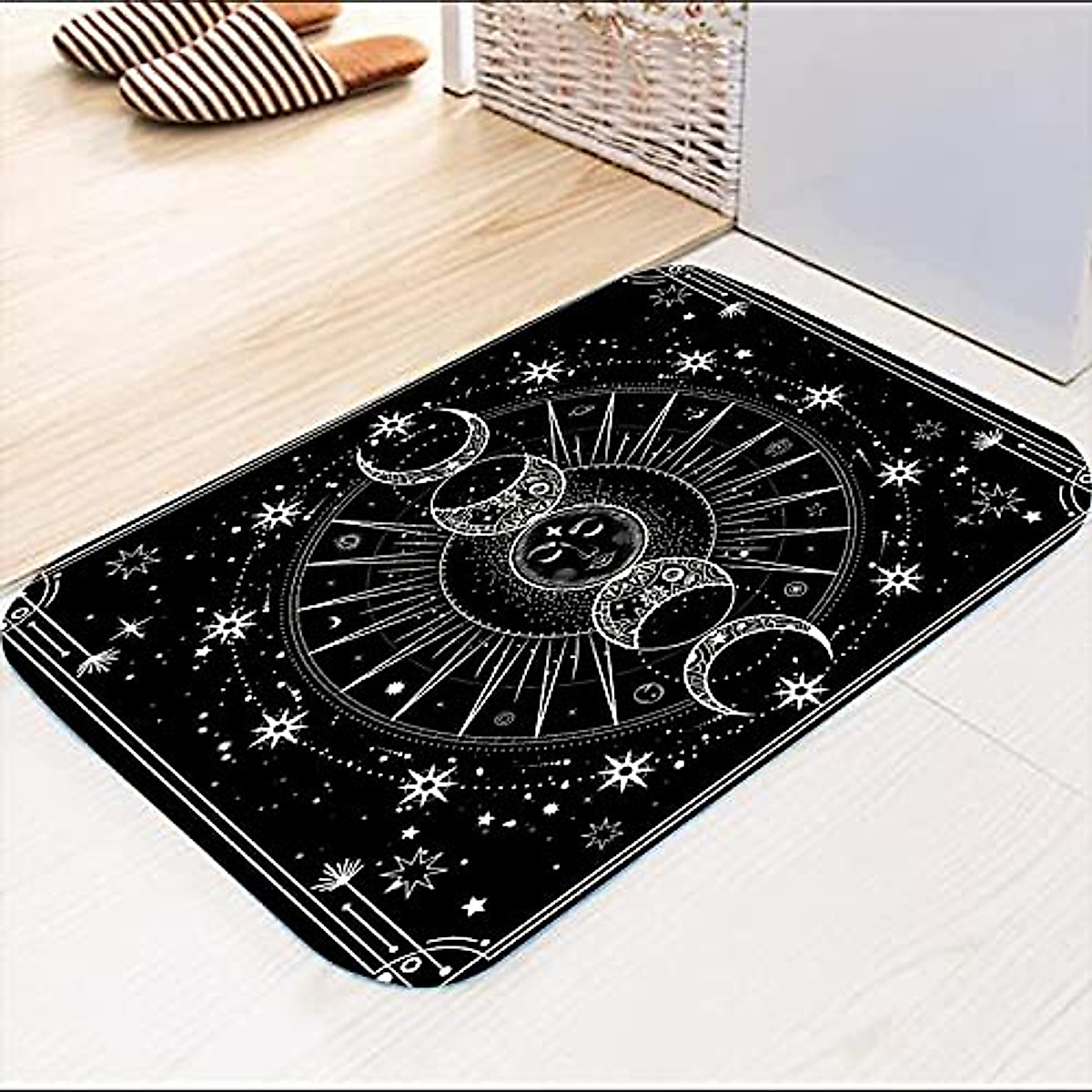 LGGQQW Sun and Moon Area Rugs Black and White Stars Space Carpets Astrology Zodiac rugsfor Bedroom Teen Girl Psychedelic Aesthetic Rugs