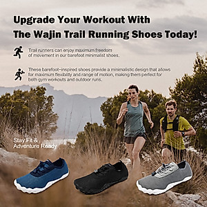 Wajin Barefoot Minimalist Sneakers for Men and Women Zero Drop Sole Wide Toe Box Cross-Training Gym Trail Running Shoes Black