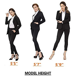 Marycrafts Women's Business Blazer Pant Suit Set for Work (Black, Numeric_12)