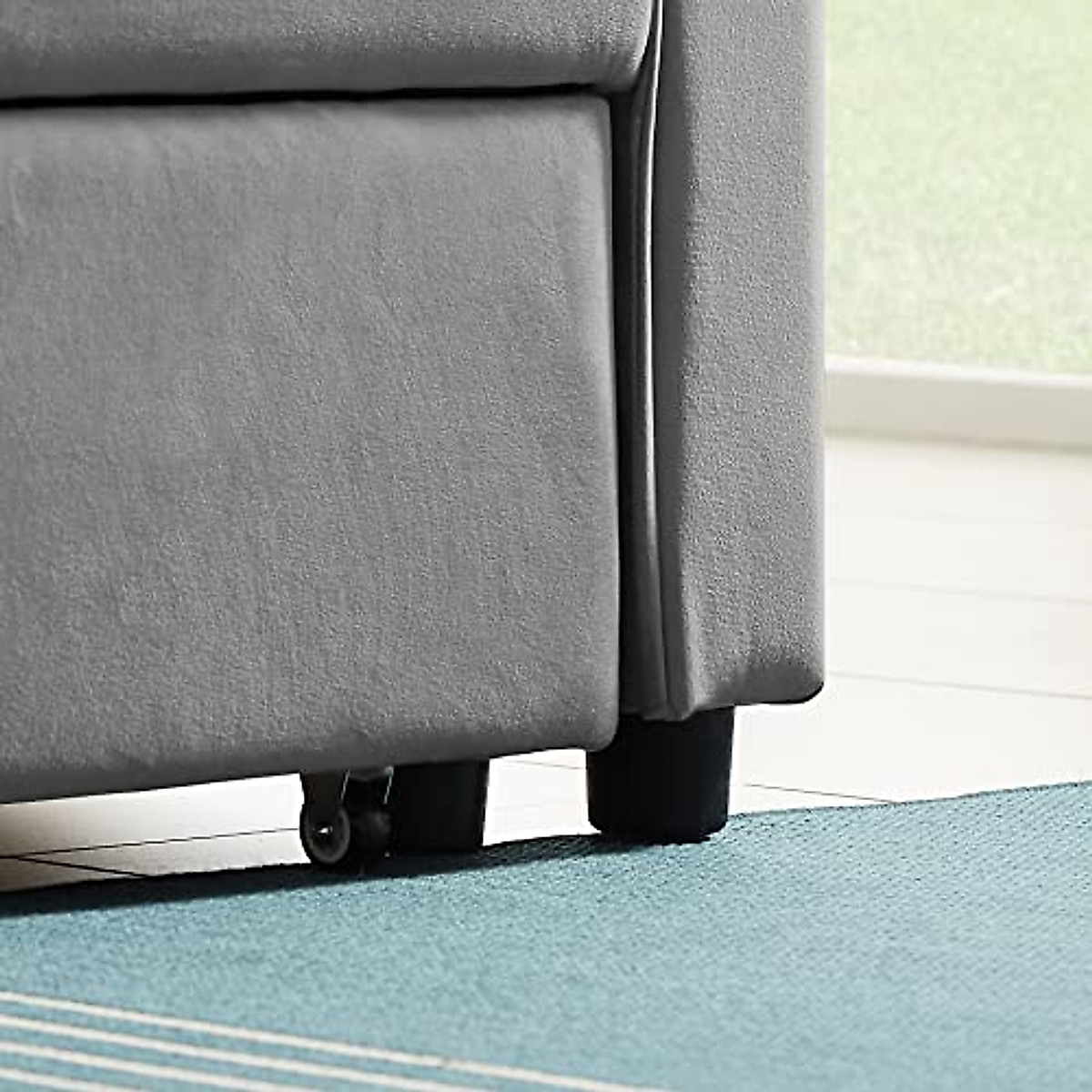 FANYE Loveseat Pull Out Sleeper Bed,2 Seater Sofa & Couch W/Adjustable Backrest Home Apartment Office Living Room Furniture Sets Sofabed, Gray Twin Velvet Two Pillows Both Side Pockets