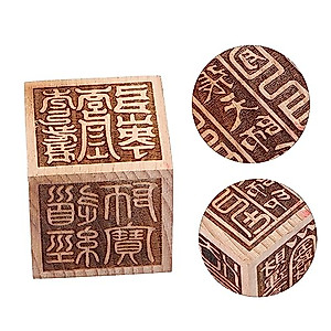 SEWACC Wooden Six Sided Seal Home Goods Decor Desktop Decor Wooden Stamps Wooden Seal Stamp Tabletop Chinese Seal Decorative Buddha Sturdy Buddha Stamp Reusable Buddha Stamp Chinese Stamp