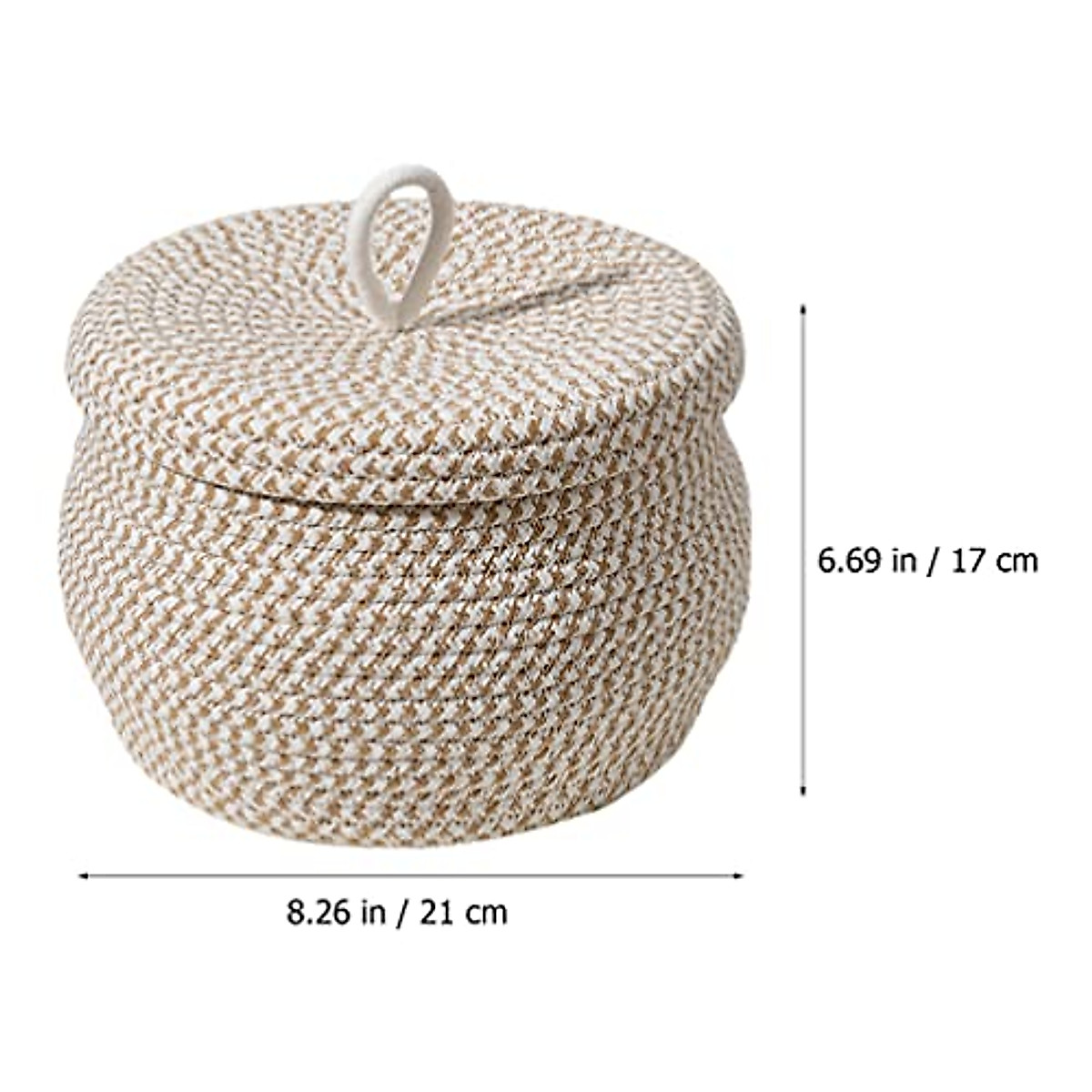 Angoily Round Basket with Lid for Storage, Decorative Basket Cotton Rope Woven Basket With Lid Living Room Bedroom Basket