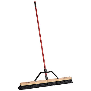 Libman Black Recycled PET Heavy Duty Push Broom with Handle