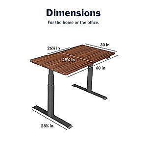 Vari- Standing Desk Adjustable Height (60" x30')- Electric Sit-Stand Computer Desk for Work or Home Office- Dual Motor with Memory Presets- Adjustable Desk from Varidesk- Darkwood