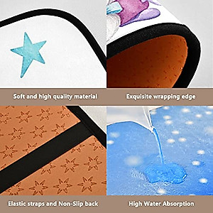 4PCS Magic Gnomes with Stars Shower Curtain Set with Non-Slip Rugs, Toilet Lid Cover and Bath U-Shaped Mat, Bathroom Decor Set Accessories Waterproof Shower Curtain Sets with 12 Hooks