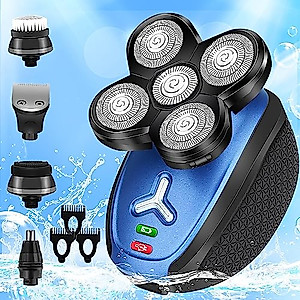 Head Shaver for Bald Men,5 in 1 Bald Head Shavers for Men Cordless,Waterproof Wet/Dry 5 Head Mens Electric Razor for Head Face Shaving, USB Mans Grooming Kit Rechargeable,Rotary Shaver Gift for Men