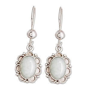NOVICA Artisan Handmade Jade Flower Dangle Earrings Artisan Crafted Sterling Silver Guatemala Gemstone [1.3 in L x 0.5 in W] ' Apple Princess of The Forest'