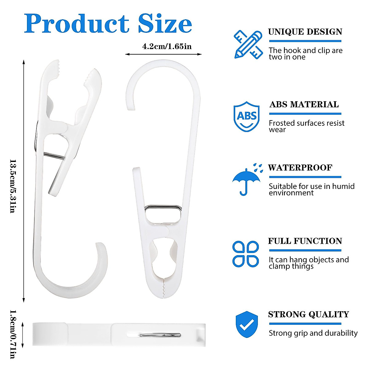 4PCS Laundry Hooks Clip Plastic Clothes Hangers Pins, Clothes Pins Swivel Hanging Hooks Super Strong Hanger Clips Laundry Hooks Clip for Bathroom Wardrobe Kitchen Travel